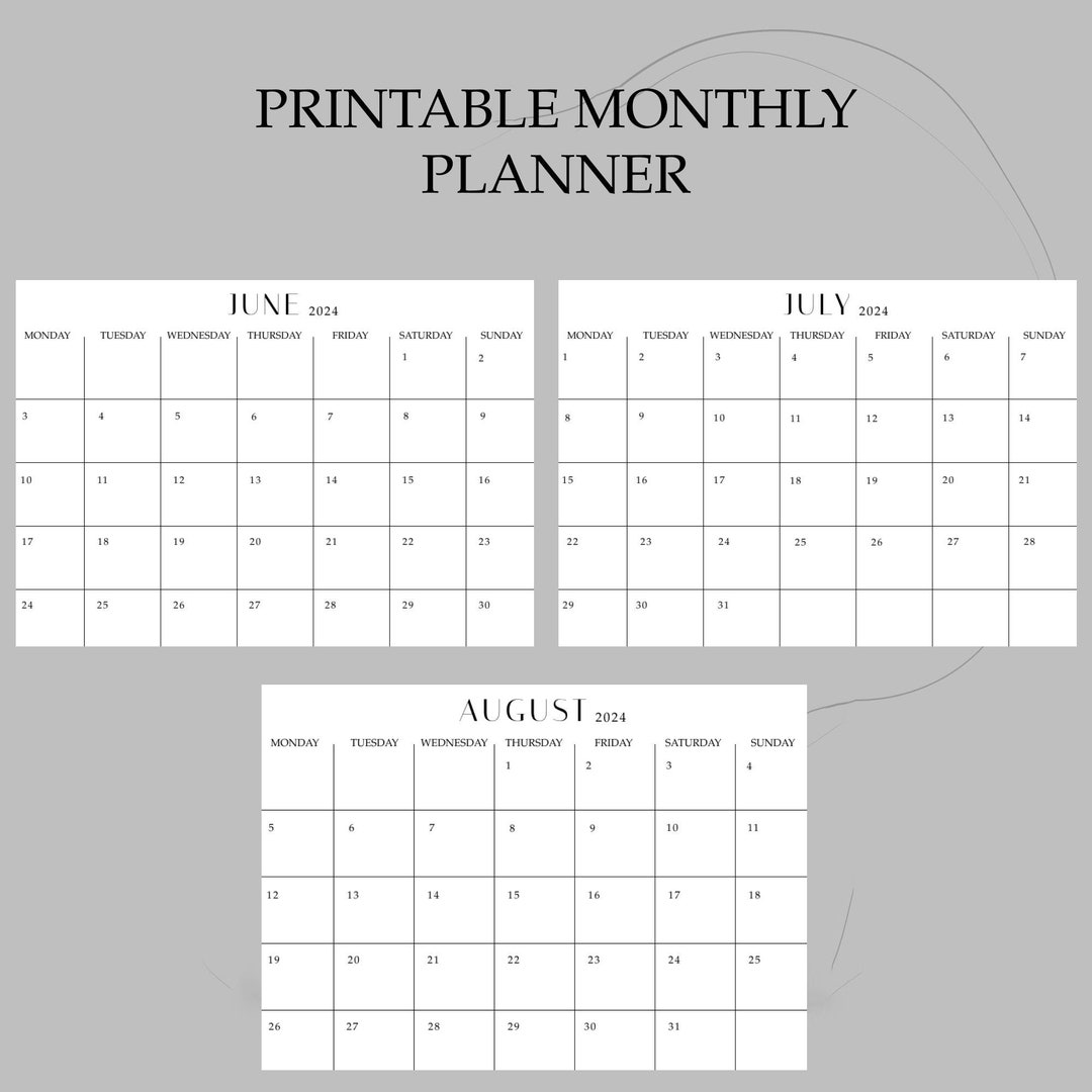 2024 Calendar Monthly Planner Landscape Minimalistic Monthly Calendar ...