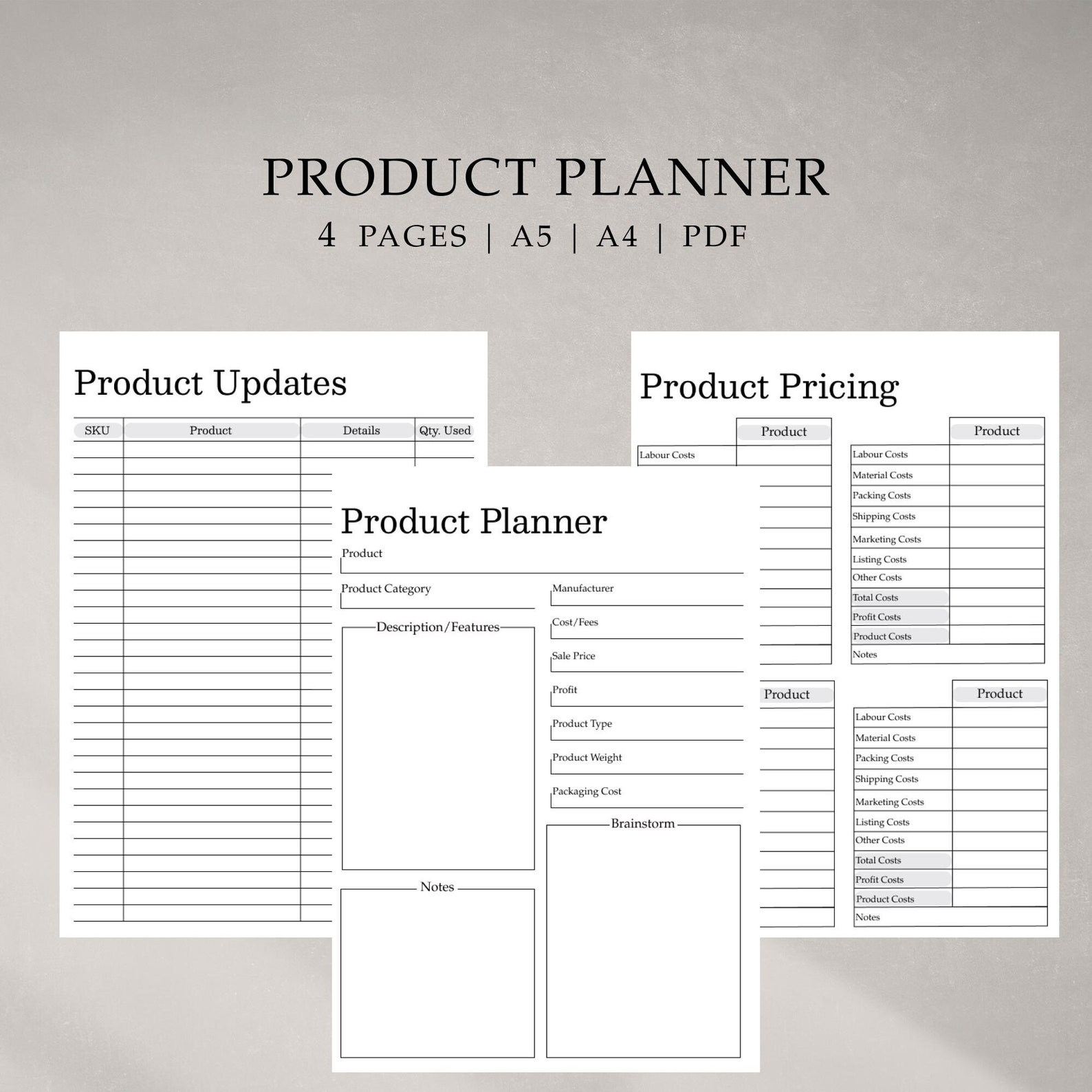 Printable Product Planner Pages | Digital Business Planner | Product ...