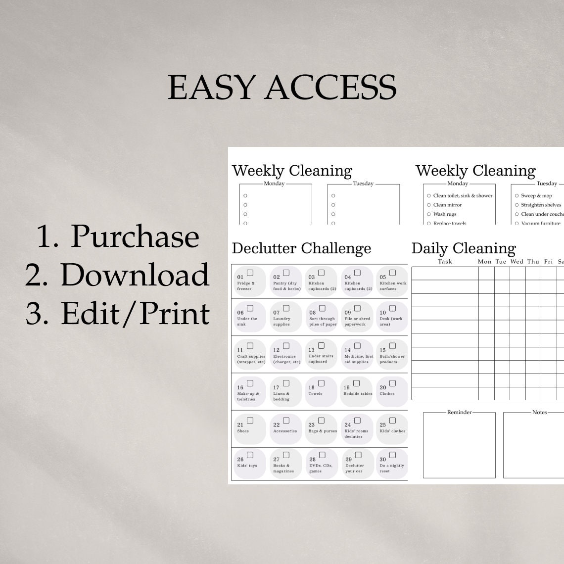 Printable Cleaning Checklist | Daily & Weekly Tasks | Digital PDF | A4 ...