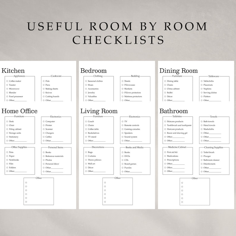 Ultimate Moving Checklist: Room-by-room Guide (printable PDF) - Etsy