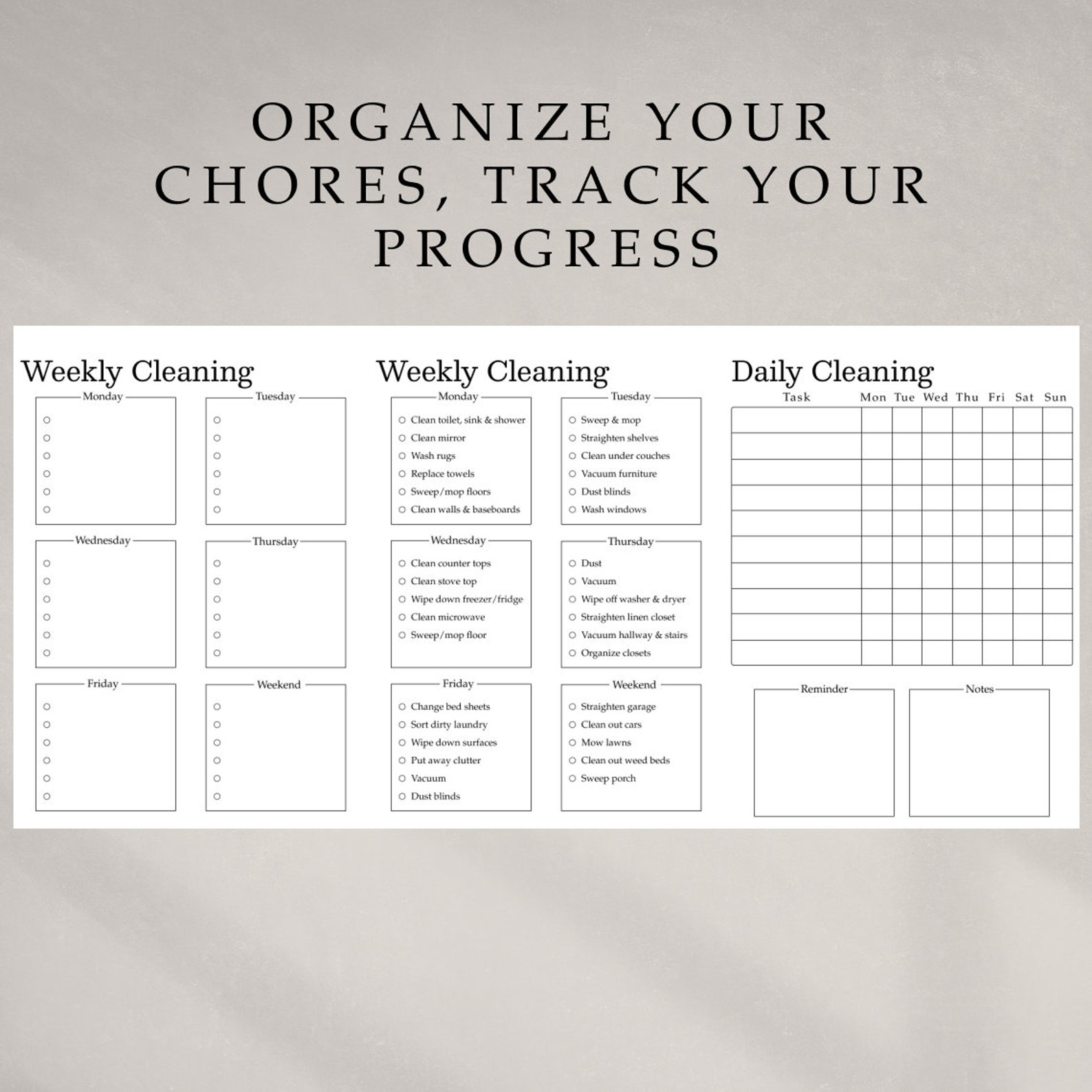 Printable Cleaning Checklist | Daily & Weekly Tasks | Digital PDF | A4 ...