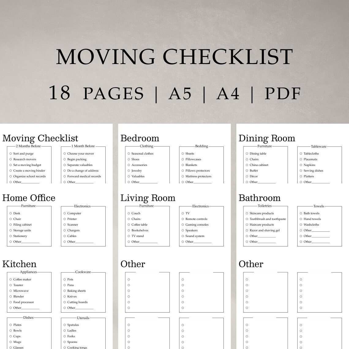 Ultimate Moving Checklist: Room-by-room Guide (printable PDF) - Etsy