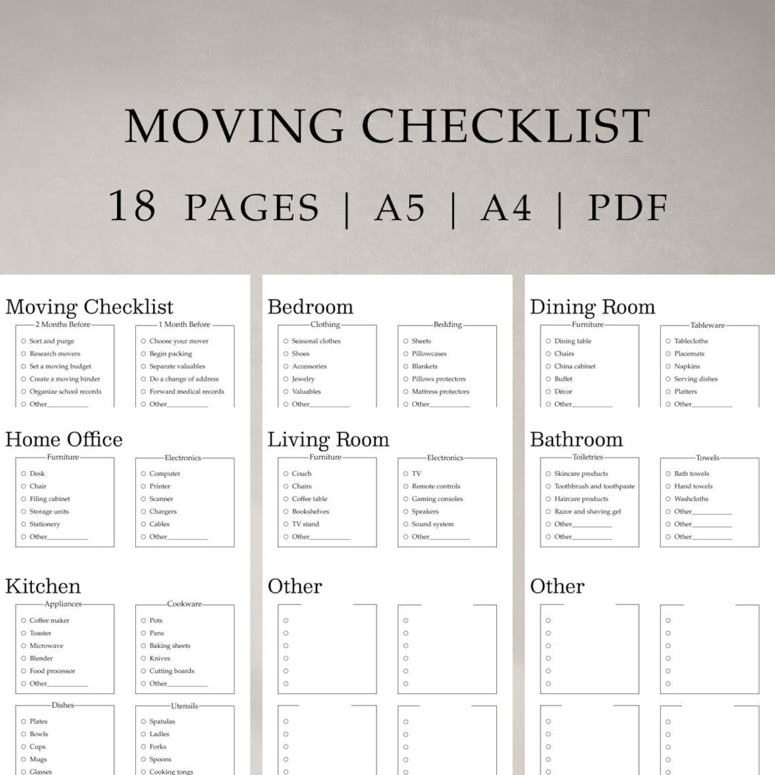Ultimate Moving Checklist: Room-by-room Guide (printable PDF) - Etsy