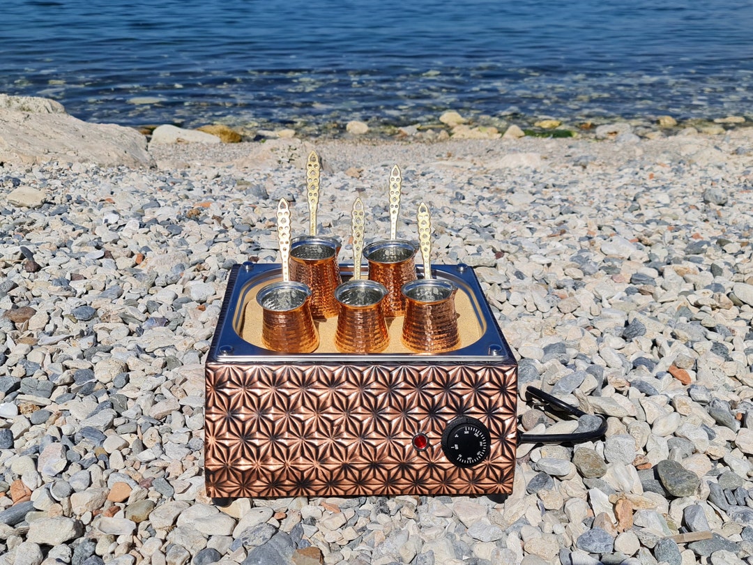 Traditional Turkish Sand Coffee Maker With 5 Copper Coffee Pots ...