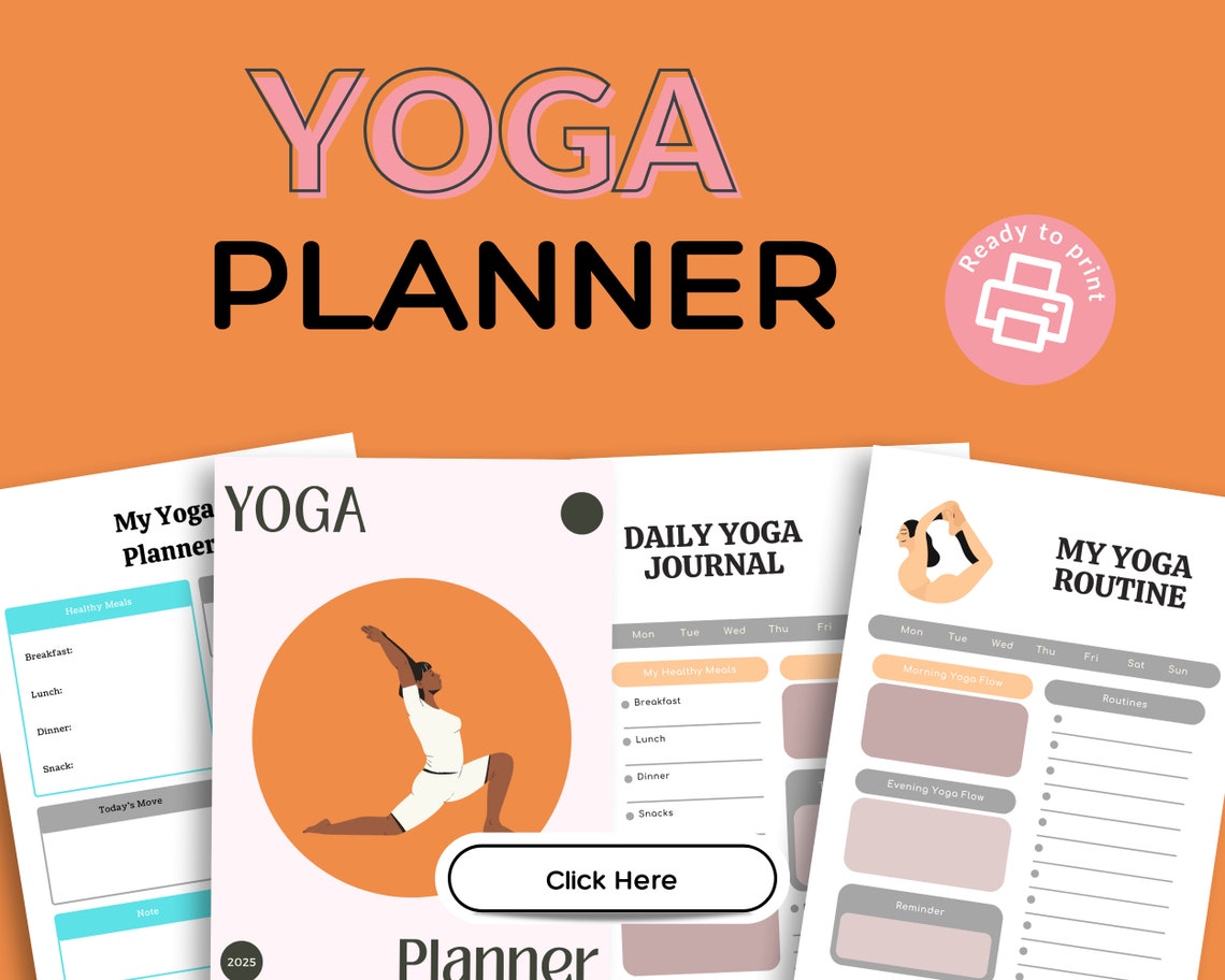 Yoga Journal Yoga Poses Planner Printable Yoga Tracker Wellness Planner ...