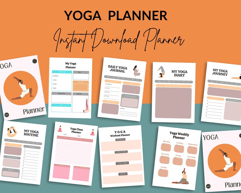 Yoga Journal Yoga Poses Planner Printable Yoga Tracker Wellness Planner Monthly Yoga Planner ...