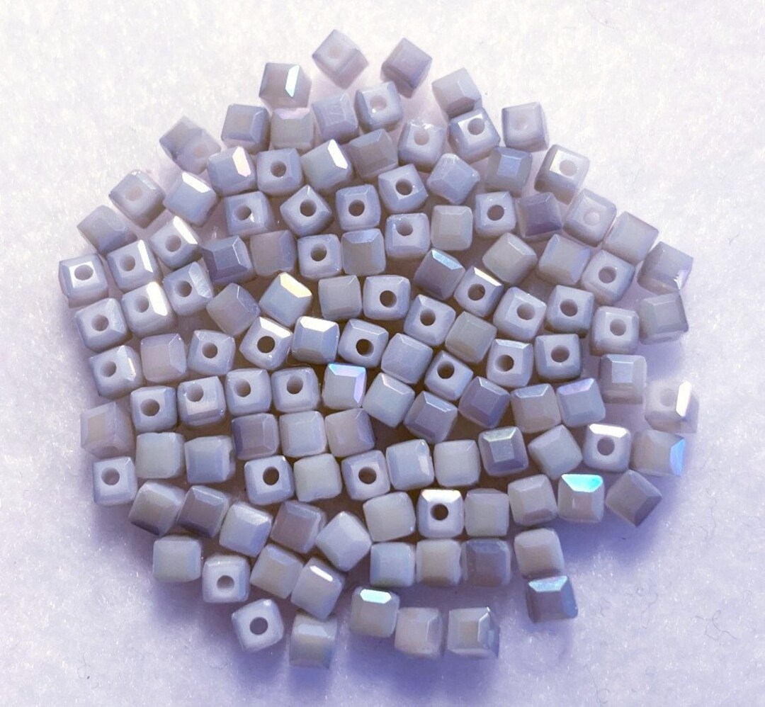 LAST 3x3mm ELEGANT Shades of GRAY Ab Faceted Glass Cube Beads 100 Beads ...