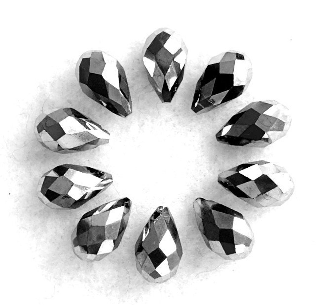 21 Faceted Glass Crystal Drop Beads SHINY SILVER GRAY 13x8mm - Etsy