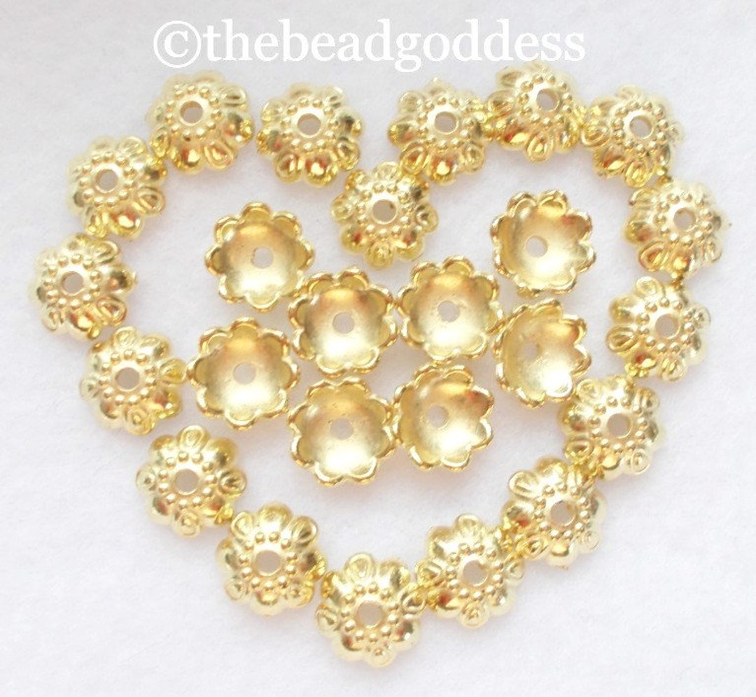 50 GOLD COLOR Non-tarnishing Bead Caps Acrylic 10x3.5mm - Etsy