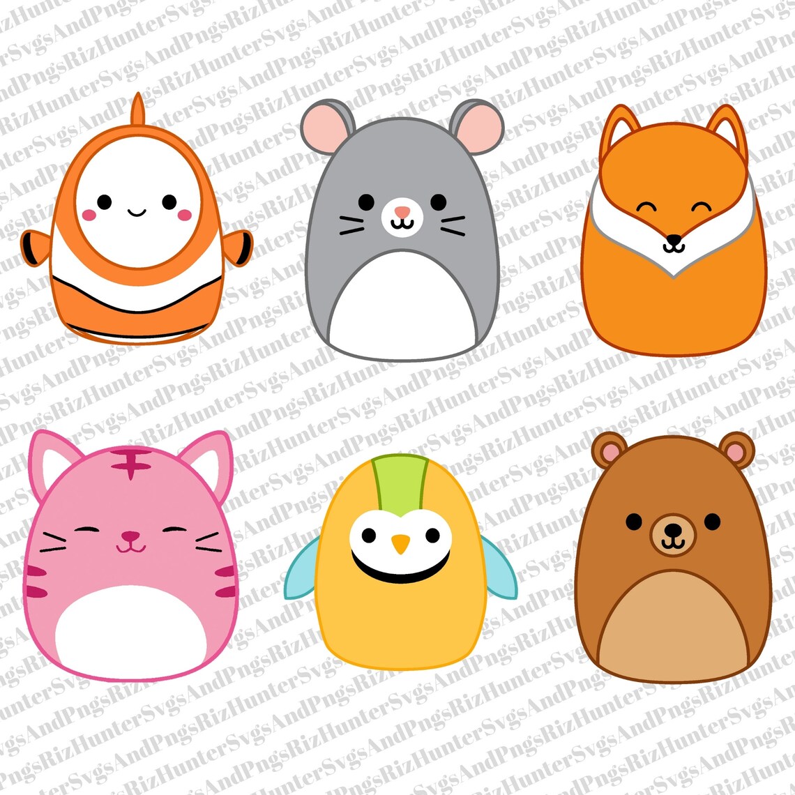 55 Squishmallow Animals Clipart: PNG SVG Cricut Designs (digital ...
