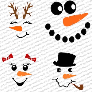 Snowman Faces Clipart: Christmas SVG PNG Bundle (digital Download) - Etsy
