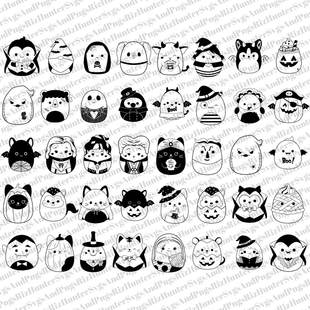 40 Squishmallow Pumpkin Halloween Thanksgiving Outline PNG SVG Clipart ...