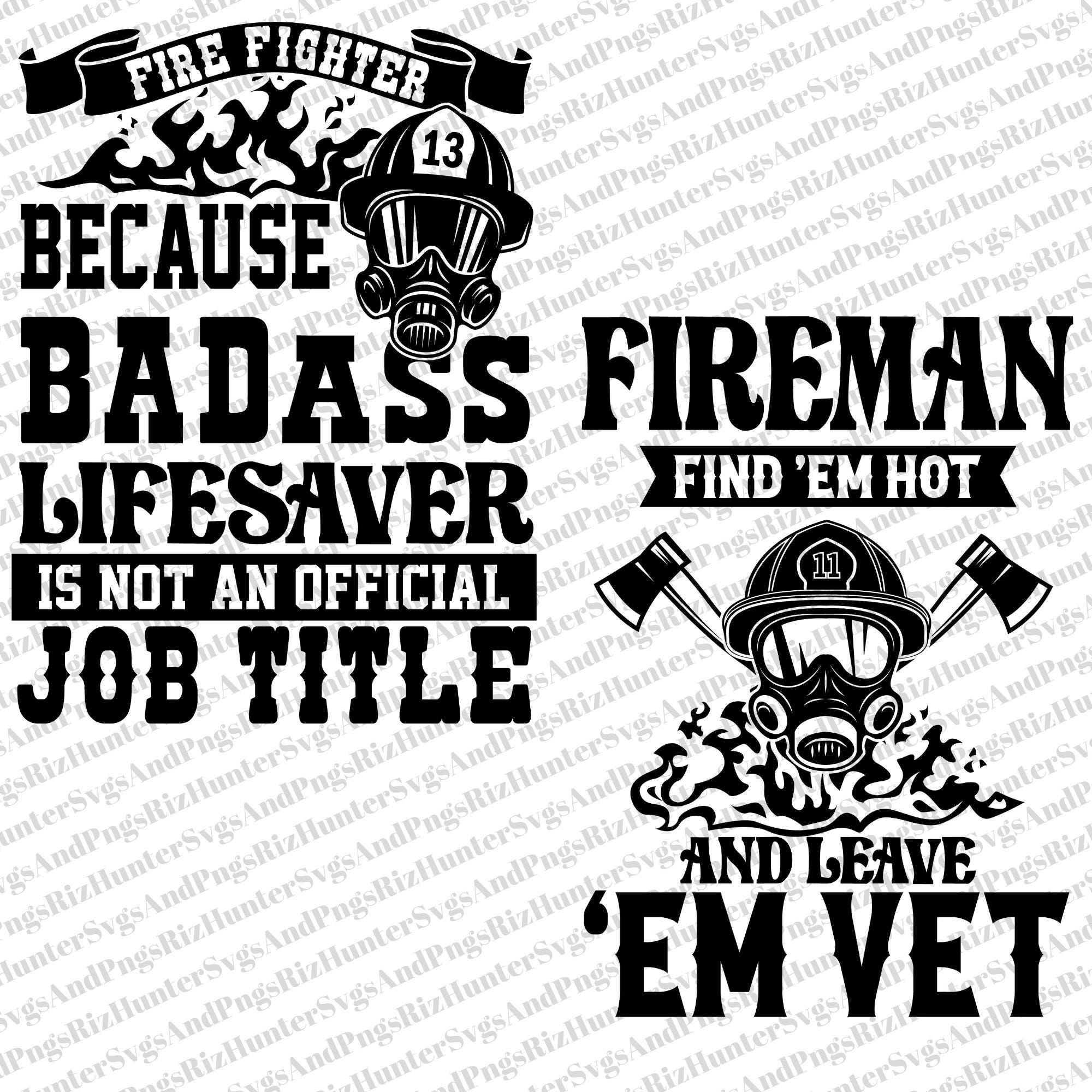 Firefighter Outline SVG PNG Bundle: Fireman T-shirt Designs (digital ...