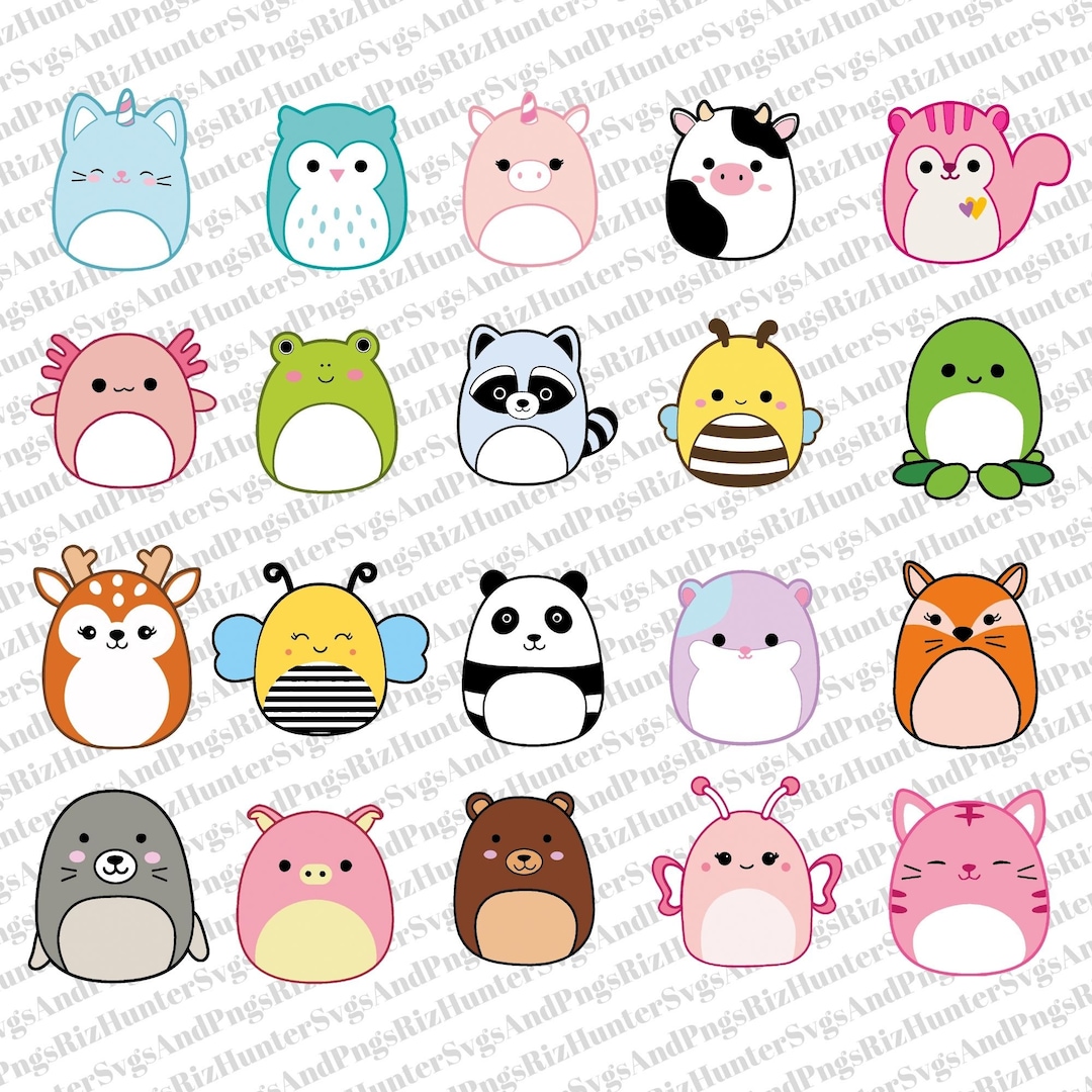 Squishmallow Animals Clipart Bundle: 20 PNG SVG Designs (digital ...