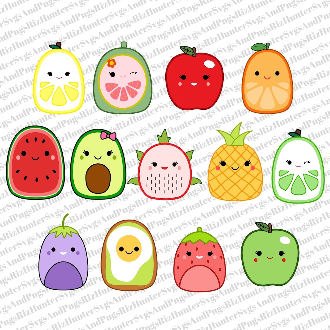 Squishmallow Fruit Clipart Bundle: 13 PNG SVG Designs (digital Download ...