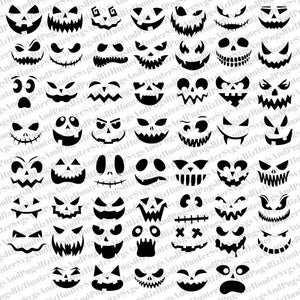 Halloween Pumpkin Faces SVG PNG Bundle: Spooky Jack O Lantern Clipart ...