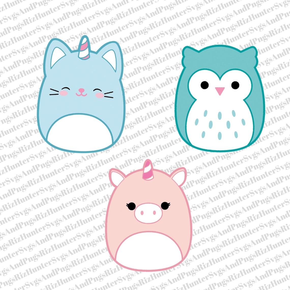 20 Squishmallow Animals PNG SVG Clipart Cricut Designs Bundle Images on ...