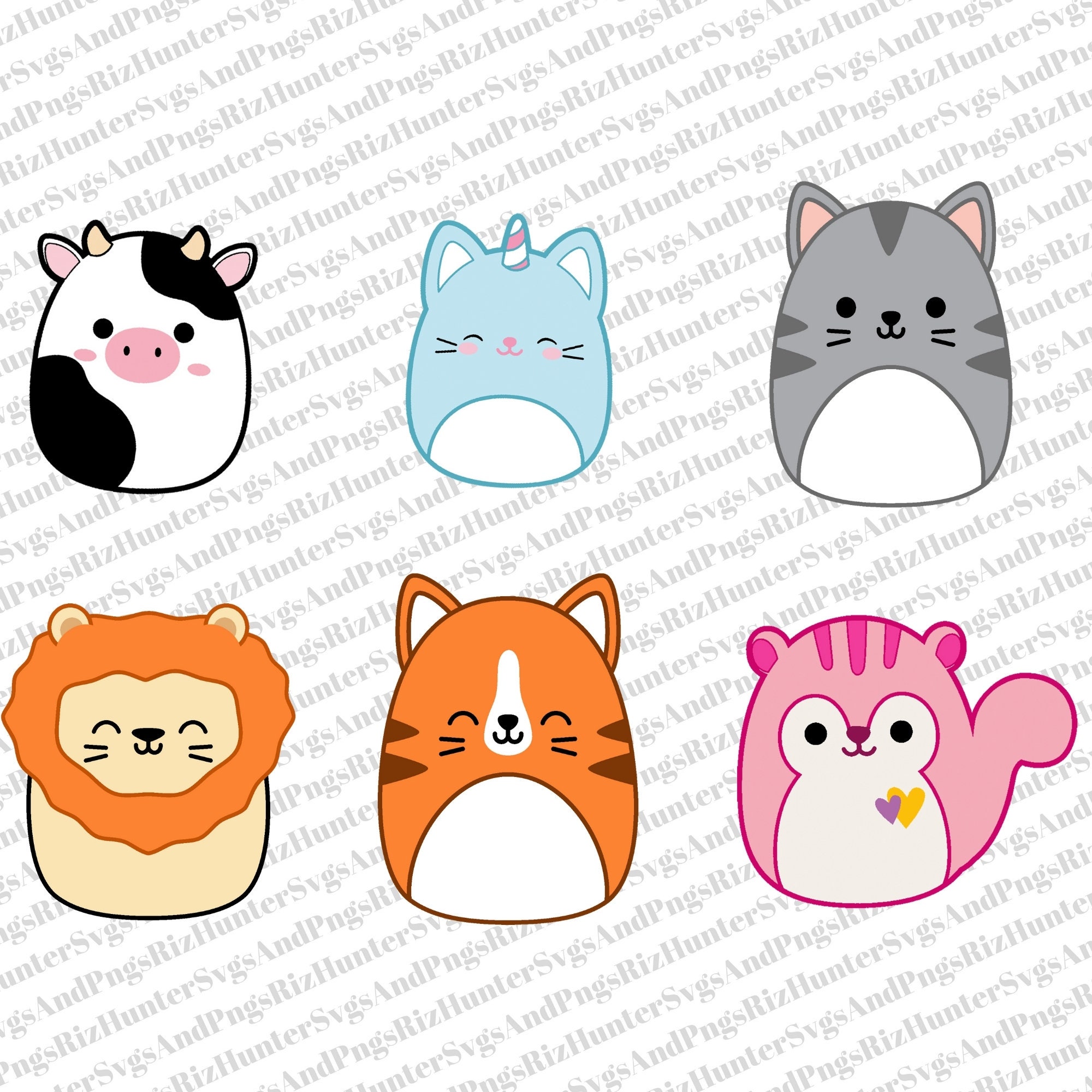55 Squishmallow Animals Clipart: PNG SVG Cricut Designs (digital ...