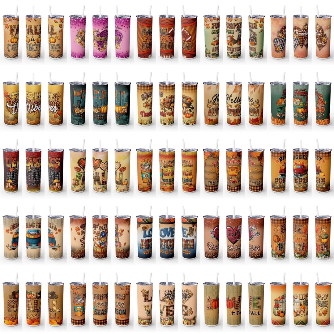 25 New Fall Autumn Thanksgiving Bundle PNG 20 Oz Skinny Tumbler Wrap ...