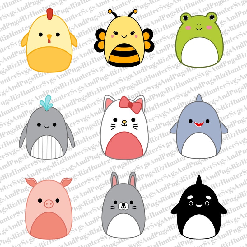 55 Squishmallow Animals Clipart: PNG SVG Cricut Designs (digital ...