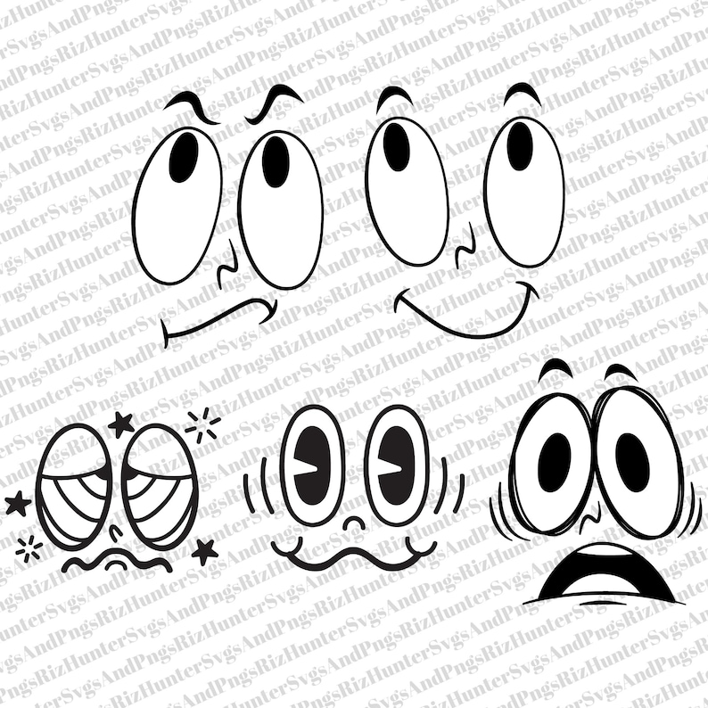 45 Faces Gestures Mimic SVG PNG Clipart Bundle Cricut Silhouette ...
