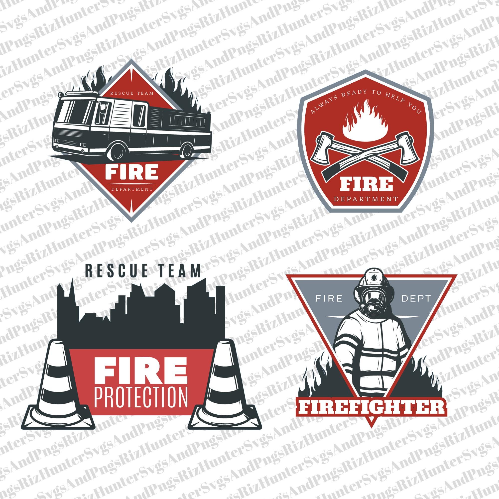 42 Firefighter Logo Bundle: Fire Dept Emblems PNG SVG - Etsy