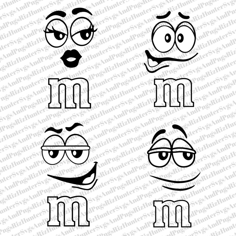 24 Faces Gestures Mimic SVG PNG Clipart Bundle Cricut Silhouette ...