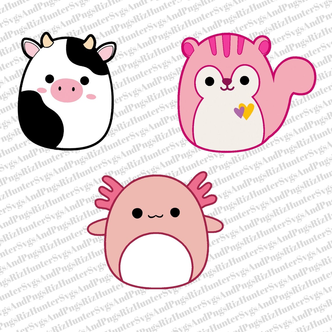 20 Squishmallow Animals PNG SVG Clipart Cricut Designs Bundle Images on ...