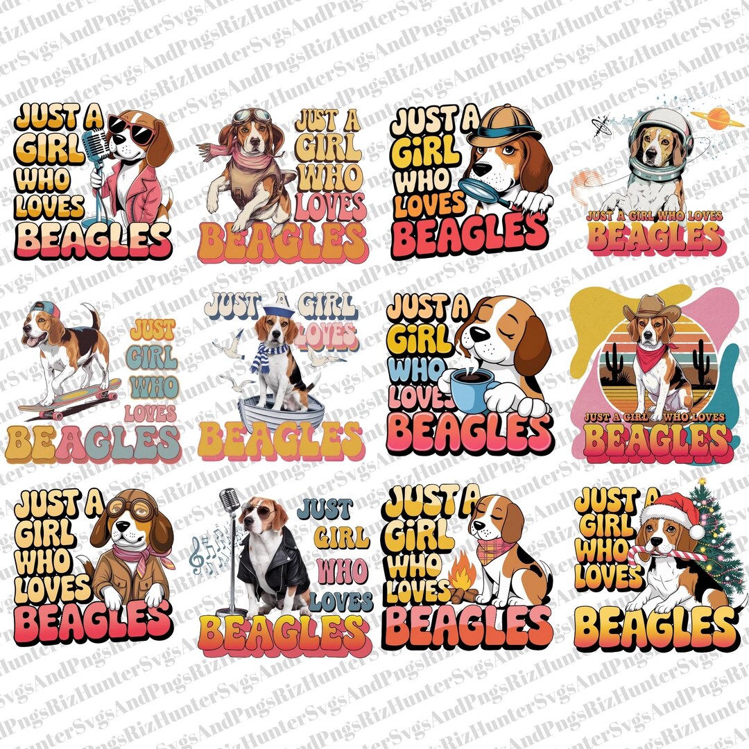 Beagle PNG Just a Girl Who Loves Beagles PNG Retro Beagle PNG Design Vintage Beagle Dog Clipart ...
