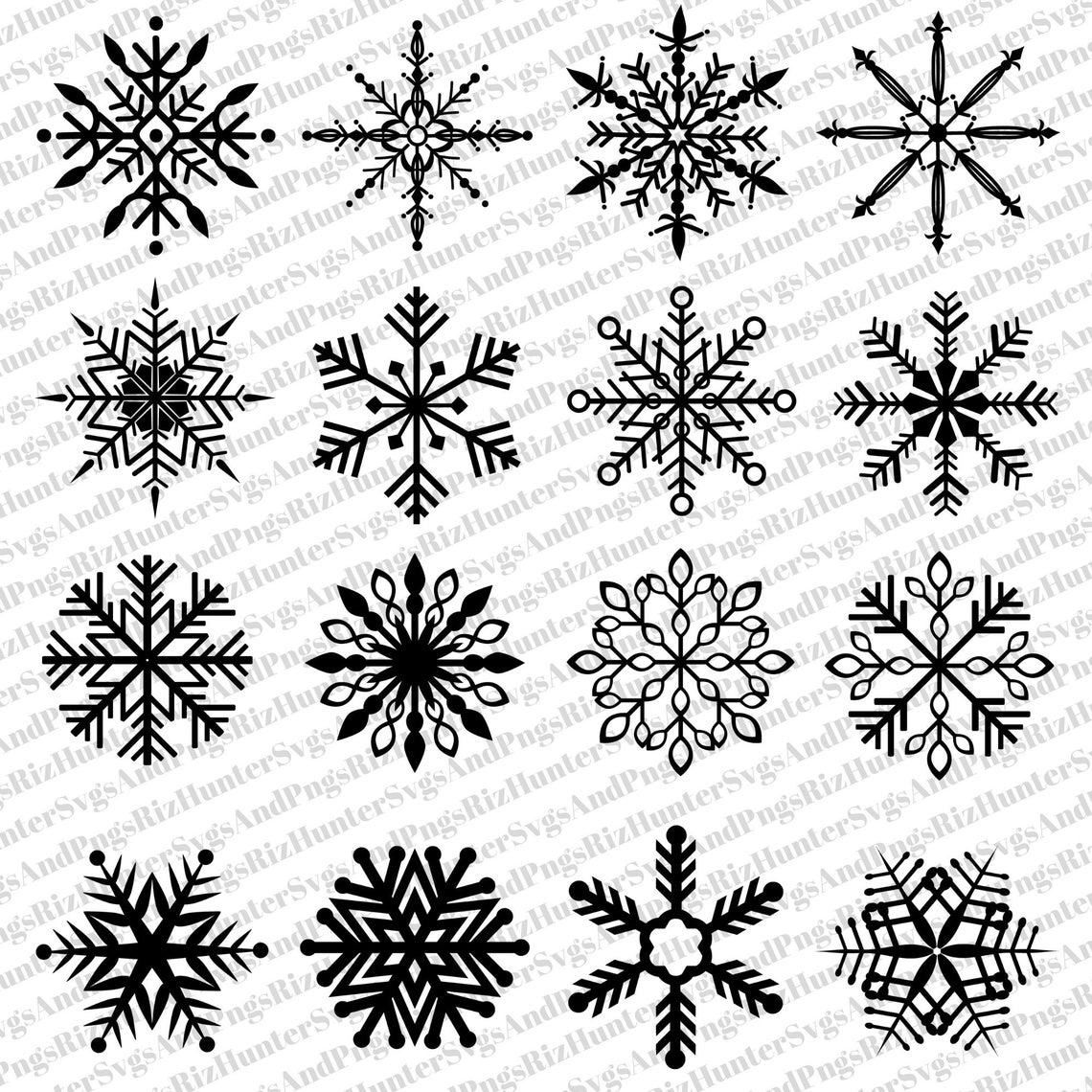 169 Snowflake SVG PNG Clipart Bundle Cricut Silhouette Cutting Files T ...