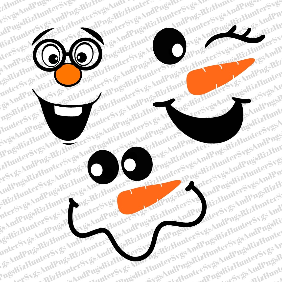 Snowman Faces Clipart: Christmas SVG PNG Bundle (digital Download) - Etsy