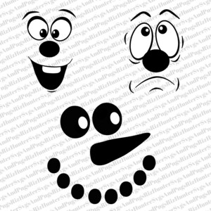 Snowman Faces Outlines Svg Png Snowman Clipart Christmas Svg Png ...