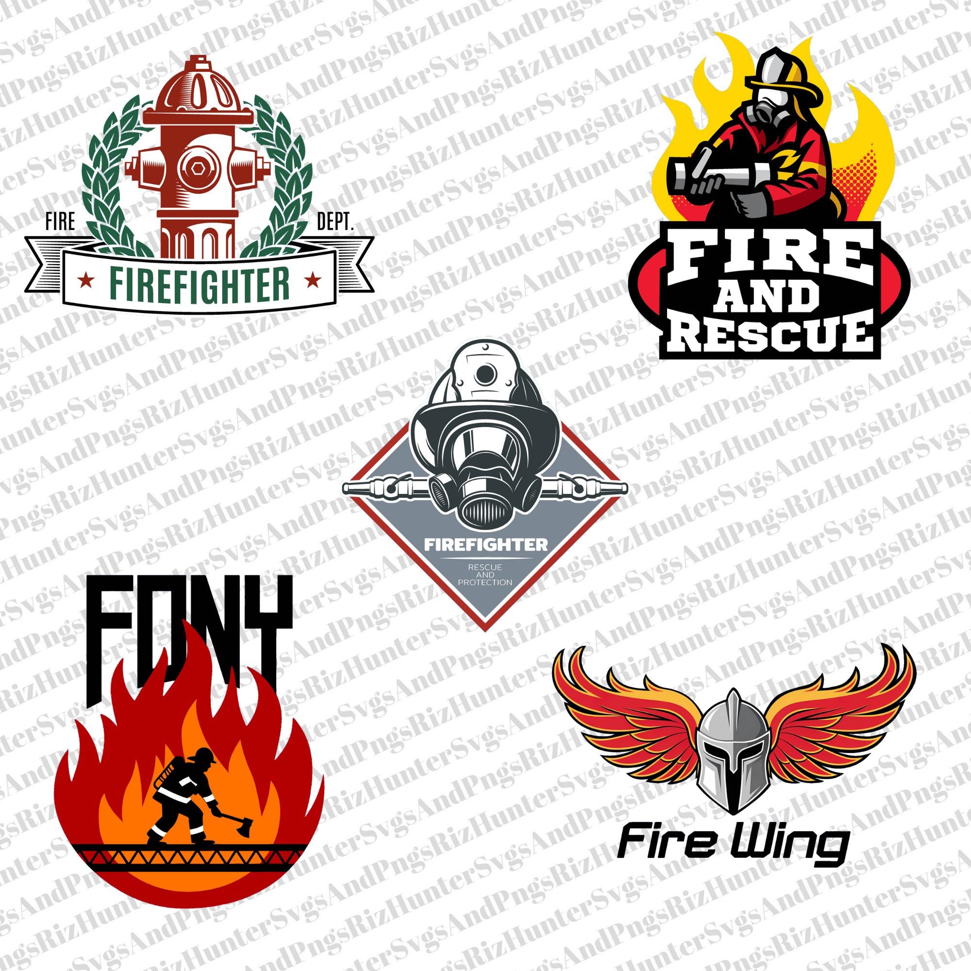42 Firefighter Logo Bundle: Fire Dept Emblems PNG SVG - Etsy