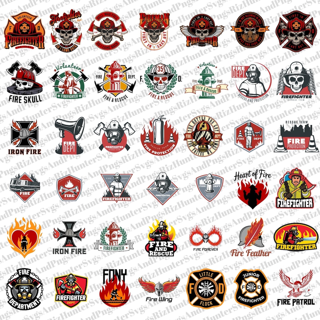 42 Firefighter Logo and Badge PNG SVG Bundle Firefighter Emblems PNG ...
