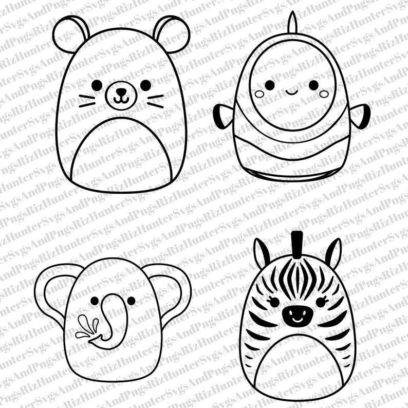 Squishmallow Animal Outlines: SVG PNG Clipart Bundle (digital Download ...