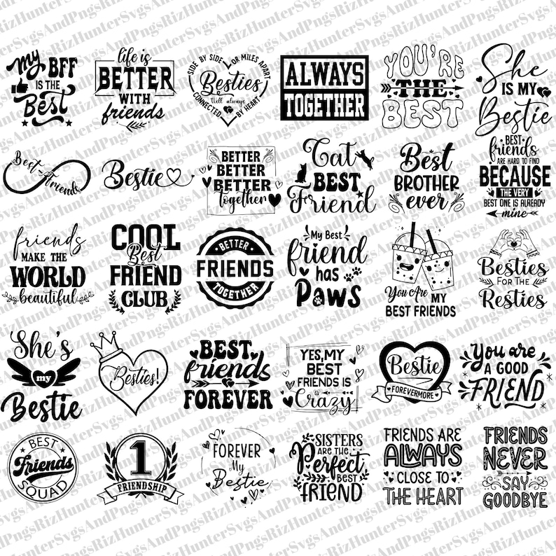 Besties Quotes SVG Bundle, Friends Clipart (PNG, Cricut) - Etsy