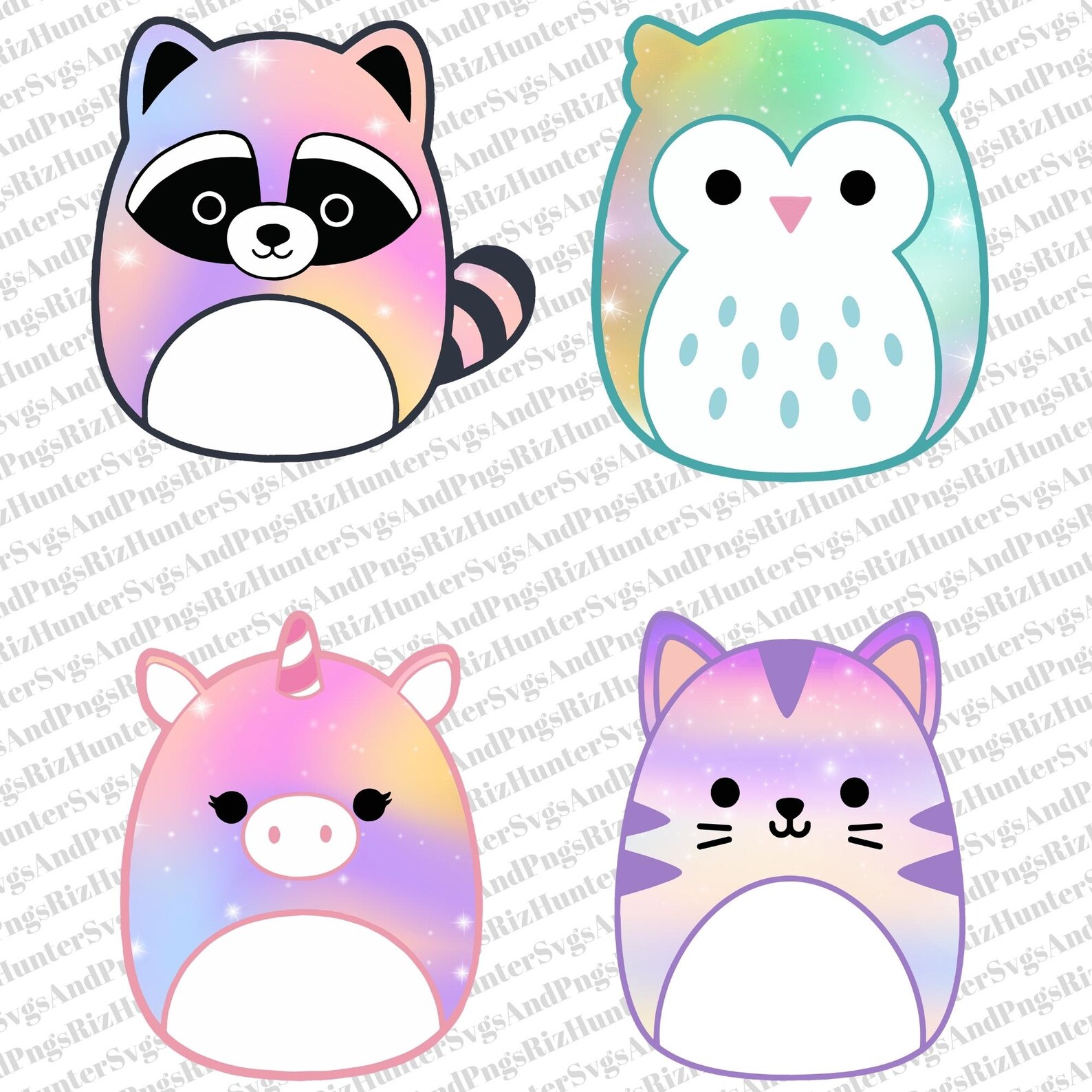 Squishmallow Glitter Clipart Bundle: 20 PNG Designs (digital Download ...