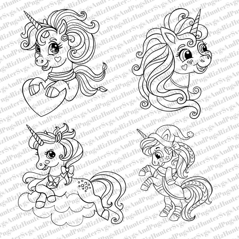 20 Cute Unicorn Outlines SVG PNG and SVG Png Clipart Cricut Designs ...