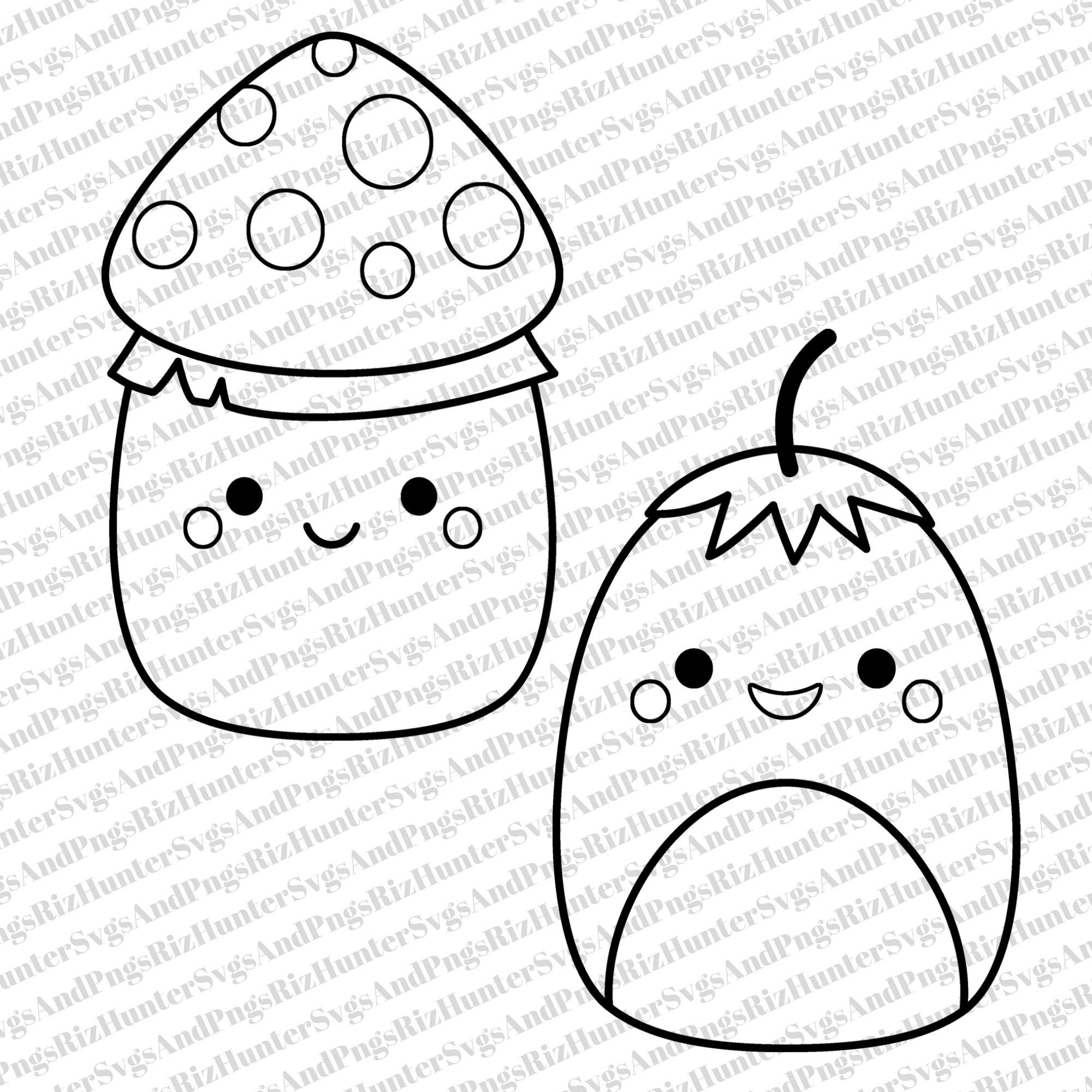 20 Squishmallow Foods Outline PNG SVG Clipart Cricut Designs Bundle ...