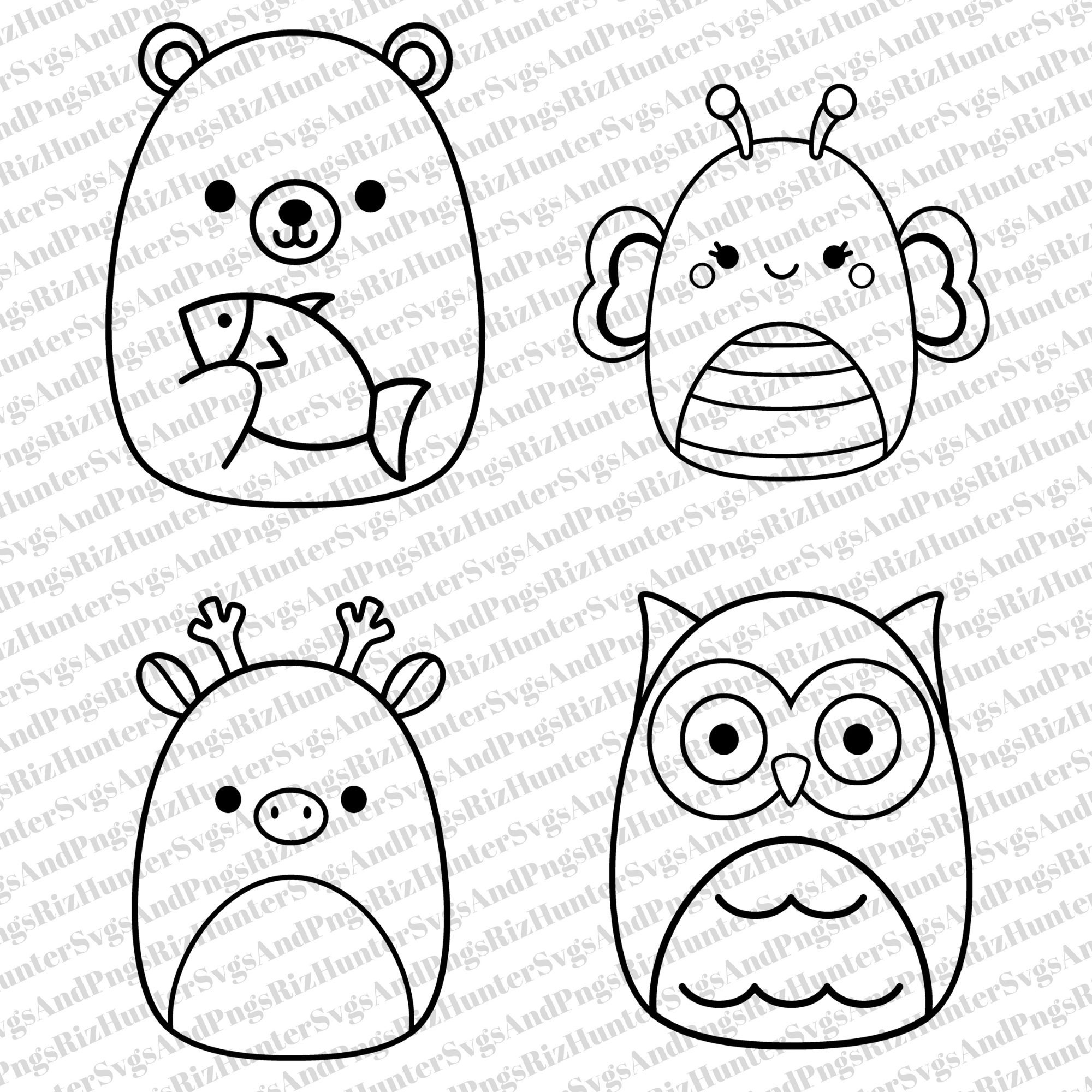 40 Squishmallow Animal Outline PNG SVG Clipart Cricut Designs Bundle ...