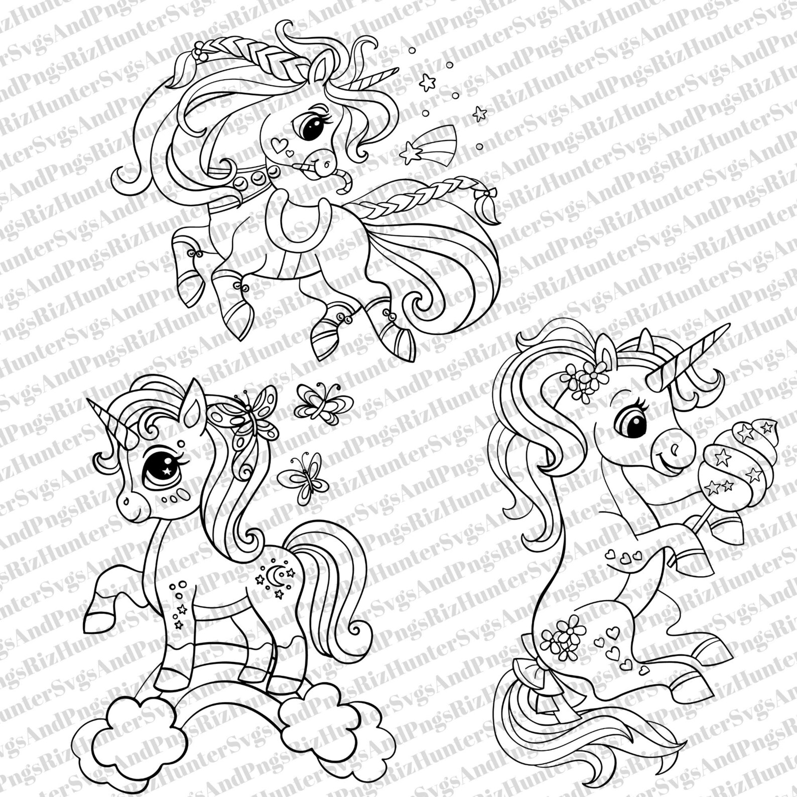 20 Cute Unicorn Outlines SVG PNG and SVG Png Clipart Cricut Designs ...