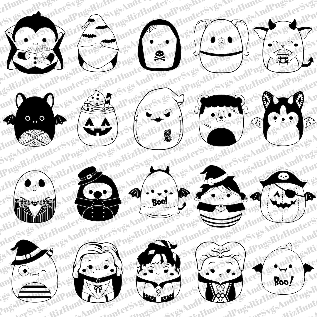 20 Squishmallow Pumpkin Halloween Thanksgiving Outline PNG SVG Clipart ...