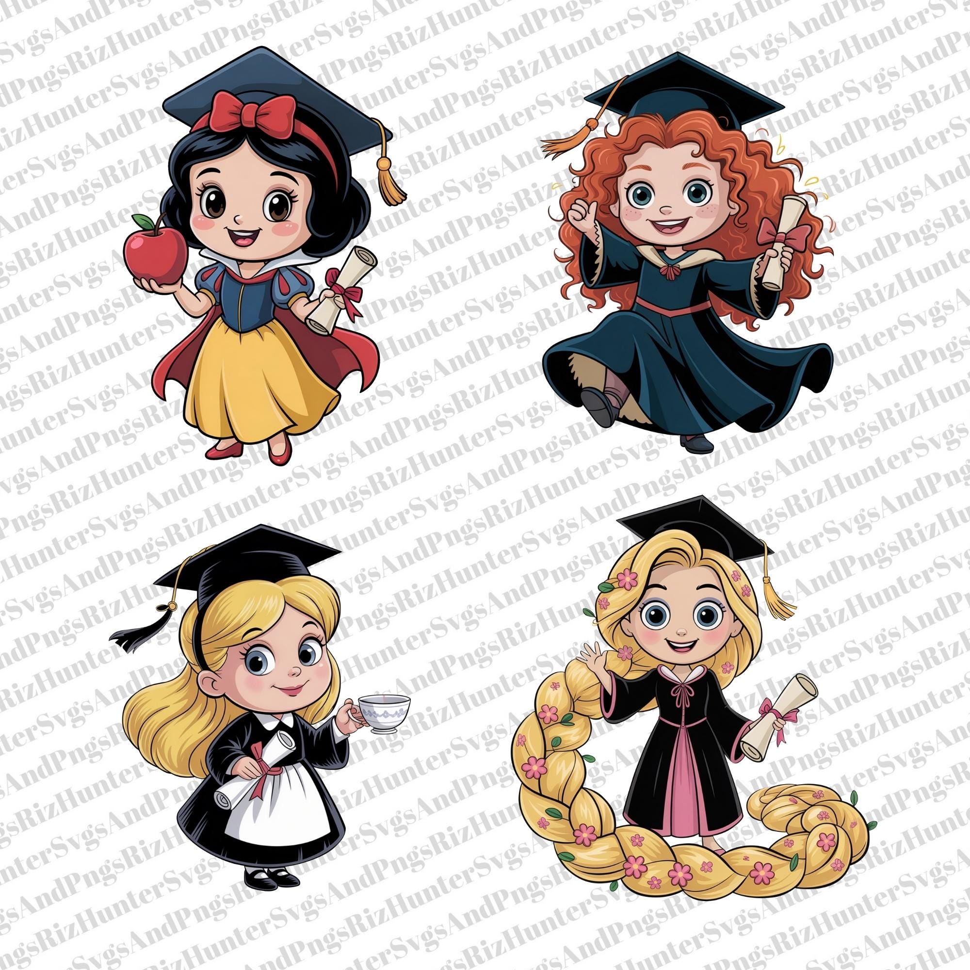 Graduation Princess Clipart: Kawaii PNG Bundle (digital Download) - Etsy