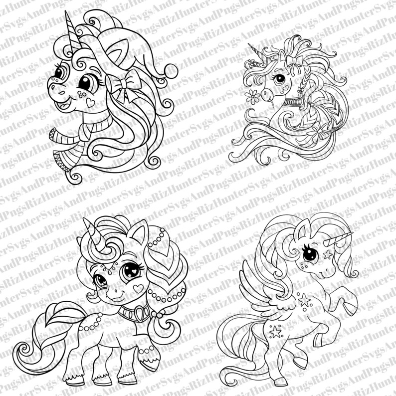 20 Cute Unicorn Outlines SVG PNG and SVG Png Clipart Cricut Designs ...