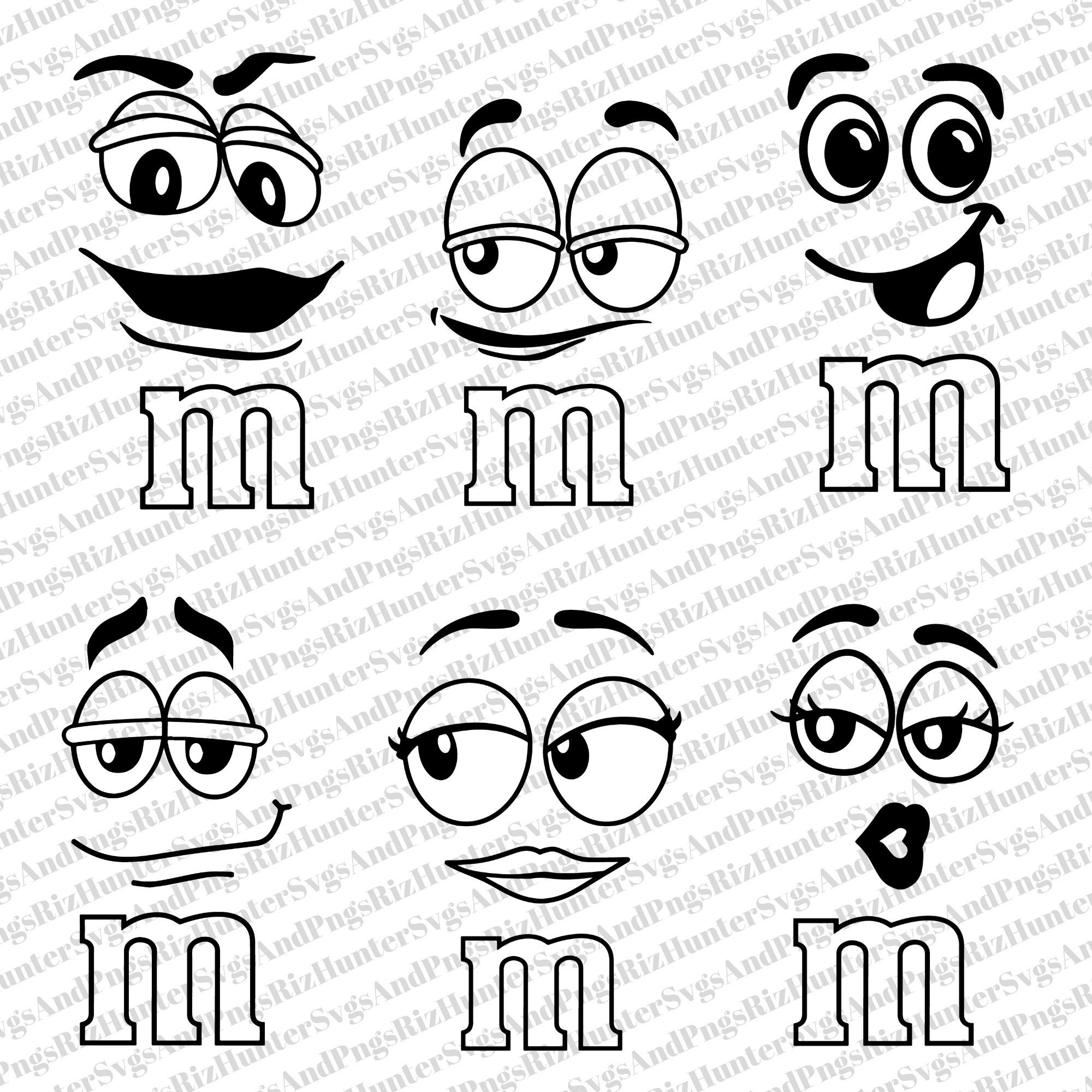 24 Faces Gestures Mimic SVG PNG Clipart Bundle Cricut Silhouette ...