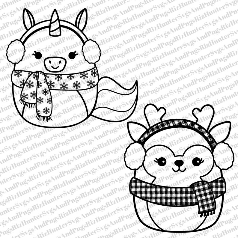 20 Squishmallow Christmas Outline PNG SVG Clipart Cricut Designs Bundle ...