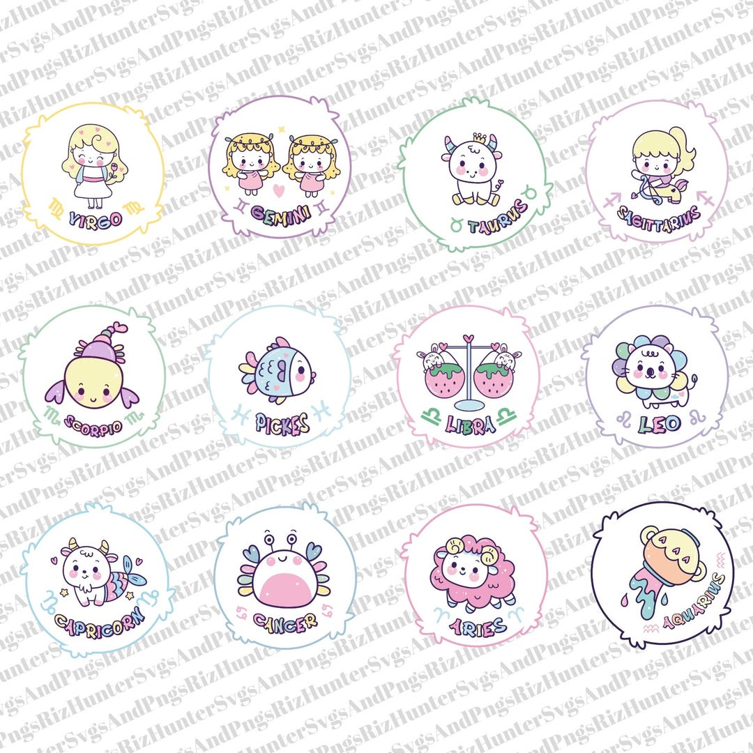 12 Care Bears Zodiac Horoscope SVG PNG Bundle Care Bear Belly Badges ...
