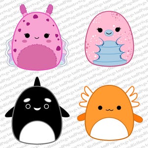 Squishmallow Sea Animals Clipart Bundle: PNG SVG Designs (digital ...