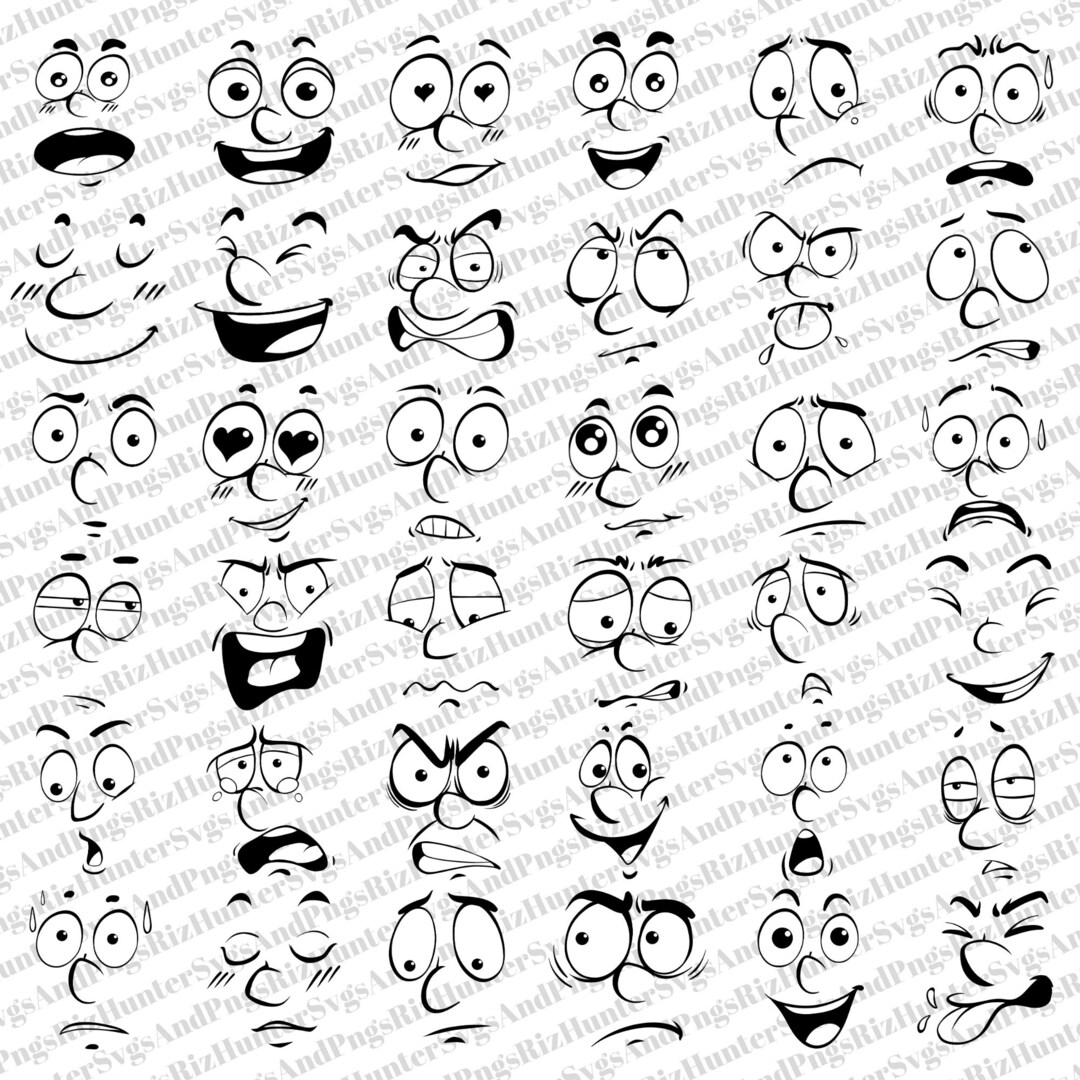 Face Gestures Clipart Bundle: 36 SVG PNG Files (digital Download) - Etsy