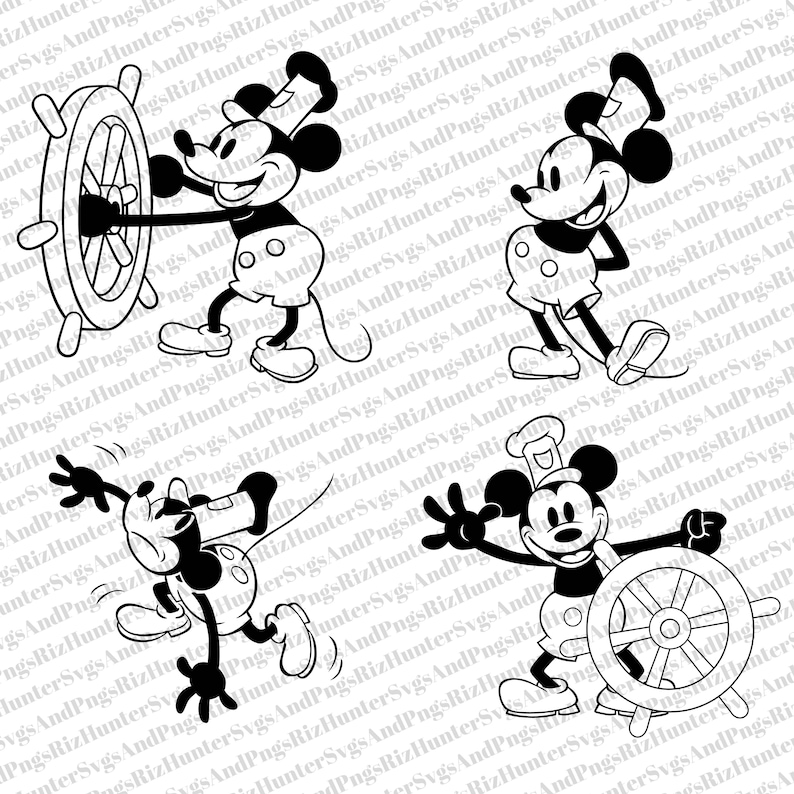 Retro Mouse PNG SVG: 1920s Cartoon Steamboat Design (cut Files) - Etsy